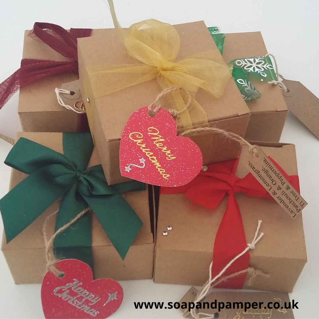 Christmas Soap Gift Set containg 3 indivudally wrapped soaps.